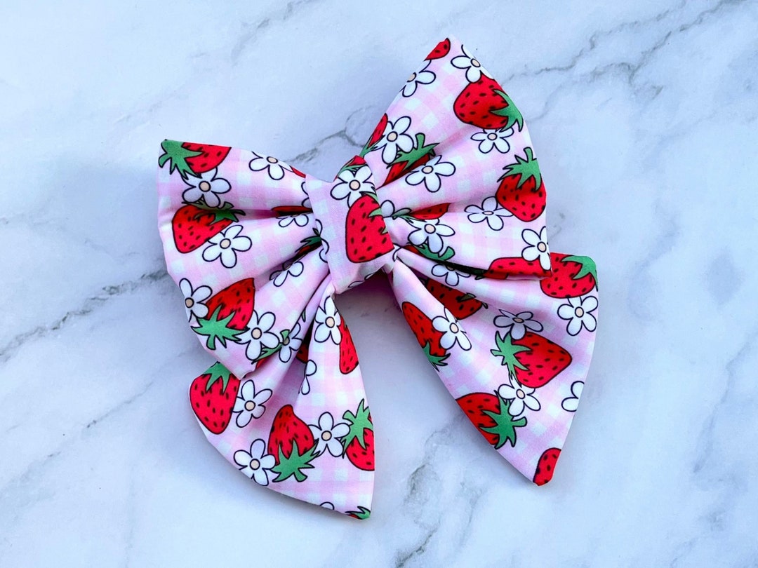 Strawberry Flowers Girl Dog Cat Sailor Bow, Pink Sweet Summer Spring ...