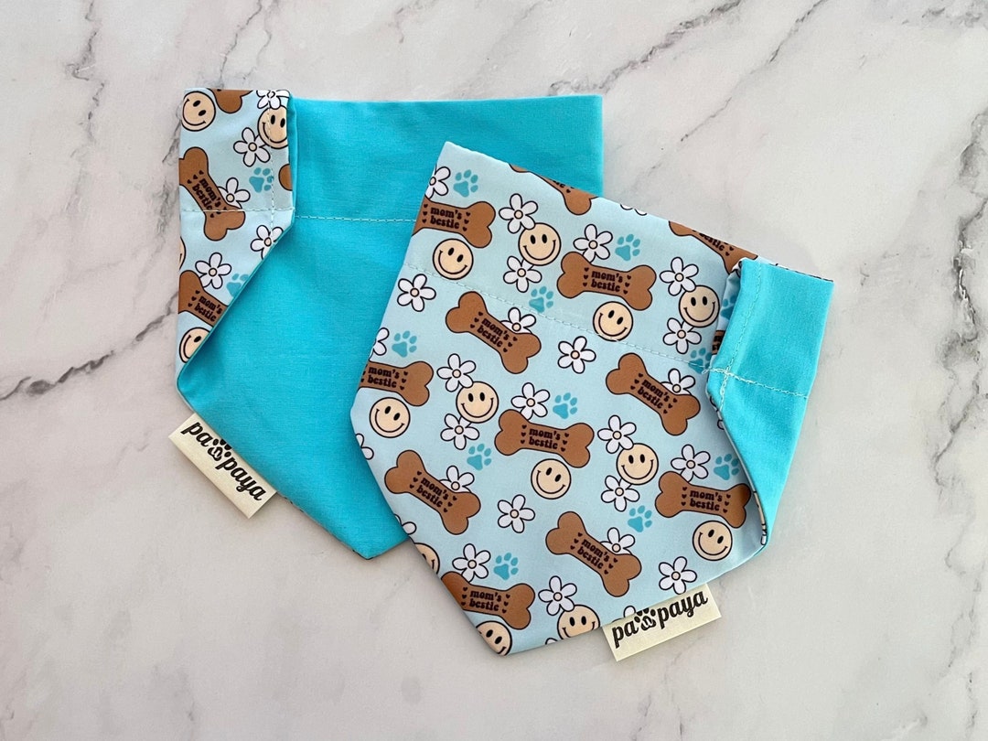 Mom's Bestie Blue Over the Collar Dog Cat Bandana, Boy Pet Slip on ...