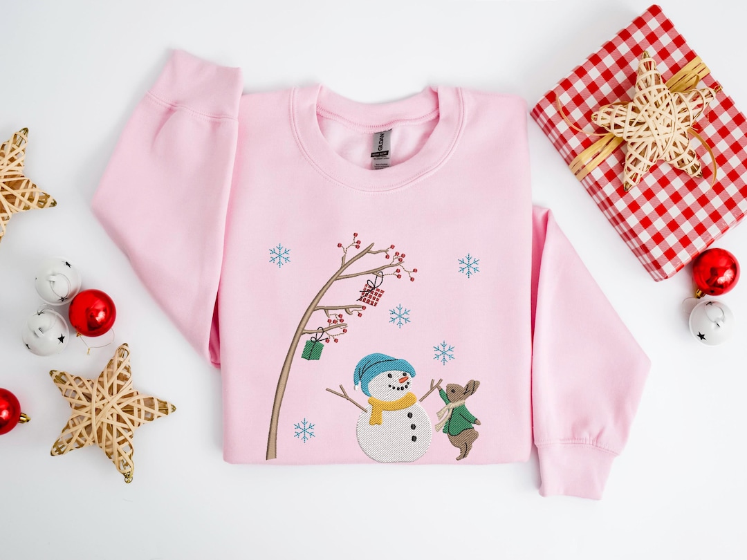 Let It Snow Embroidery Sweatshirt, Christmas Snowman Sweatshirt ...