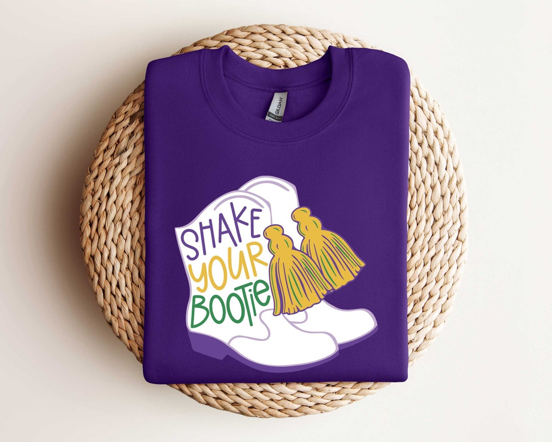Shake Your Bootie Shirt, Mardi Gras Boots Shirt, Mardi Gras Sweatshirt ...