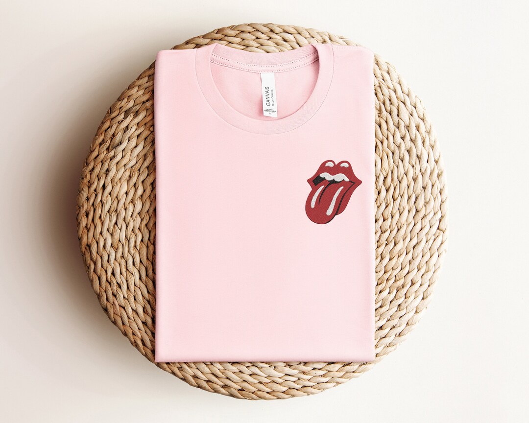 Lips and Tongue Embroidered Shirt, Red Lips Shirt, Lips Embroidered ...