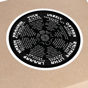 Wheel of the Year, Round Sticker, Indoor\outdoor Yule Decal, Pagan Art ...