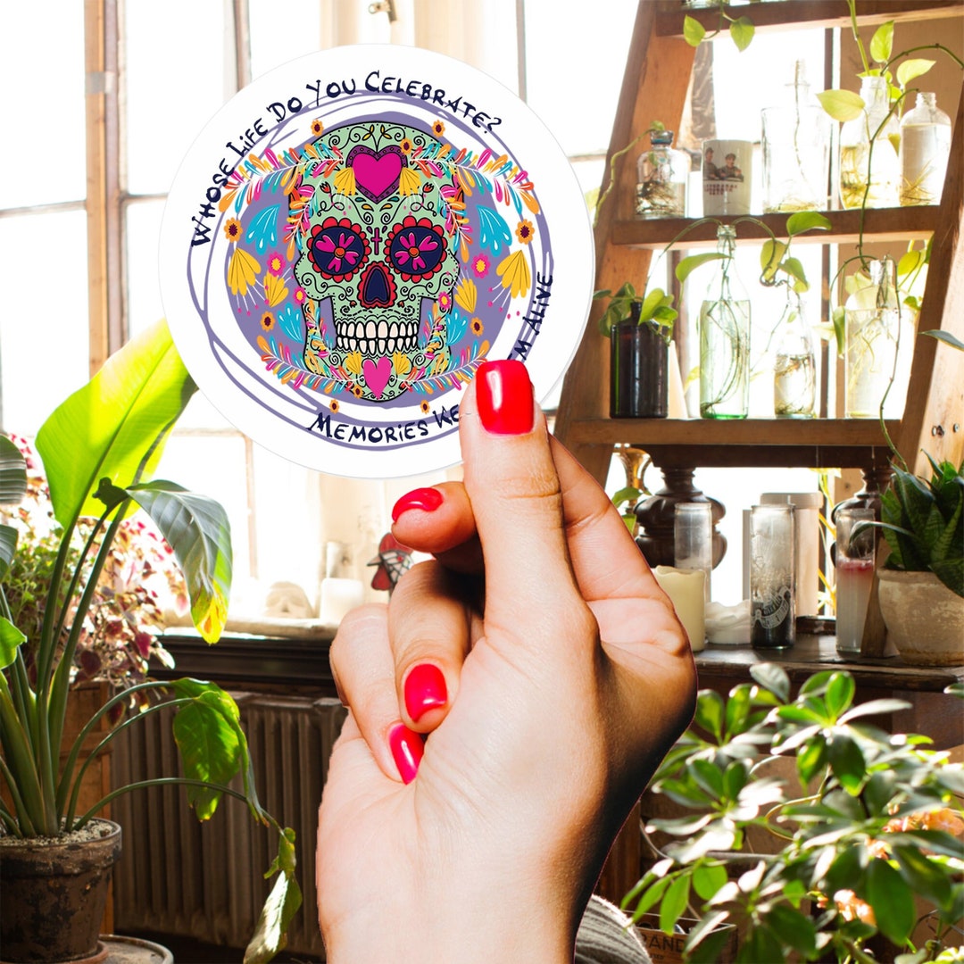 Sugar Skull Sticker, Remembrance Sticker, Day of Dead Decal, Skull ...