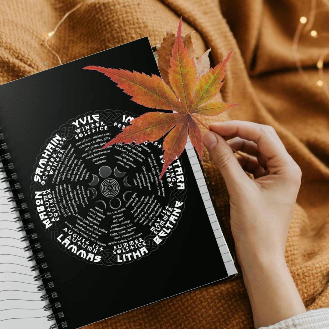 Wheel of Year Notebook, Pagan Diary, Ruled Line Journal, Wicca Stationery, Planner, Gift for ...