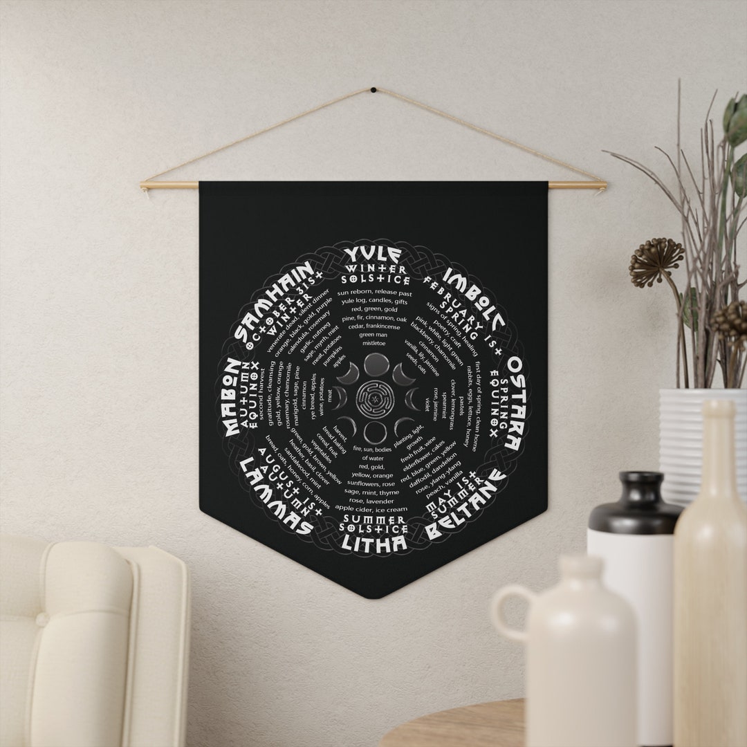 Wheel of the Year Pennant, Pagan Calendar, Wheel of Year Wall Hanging ...