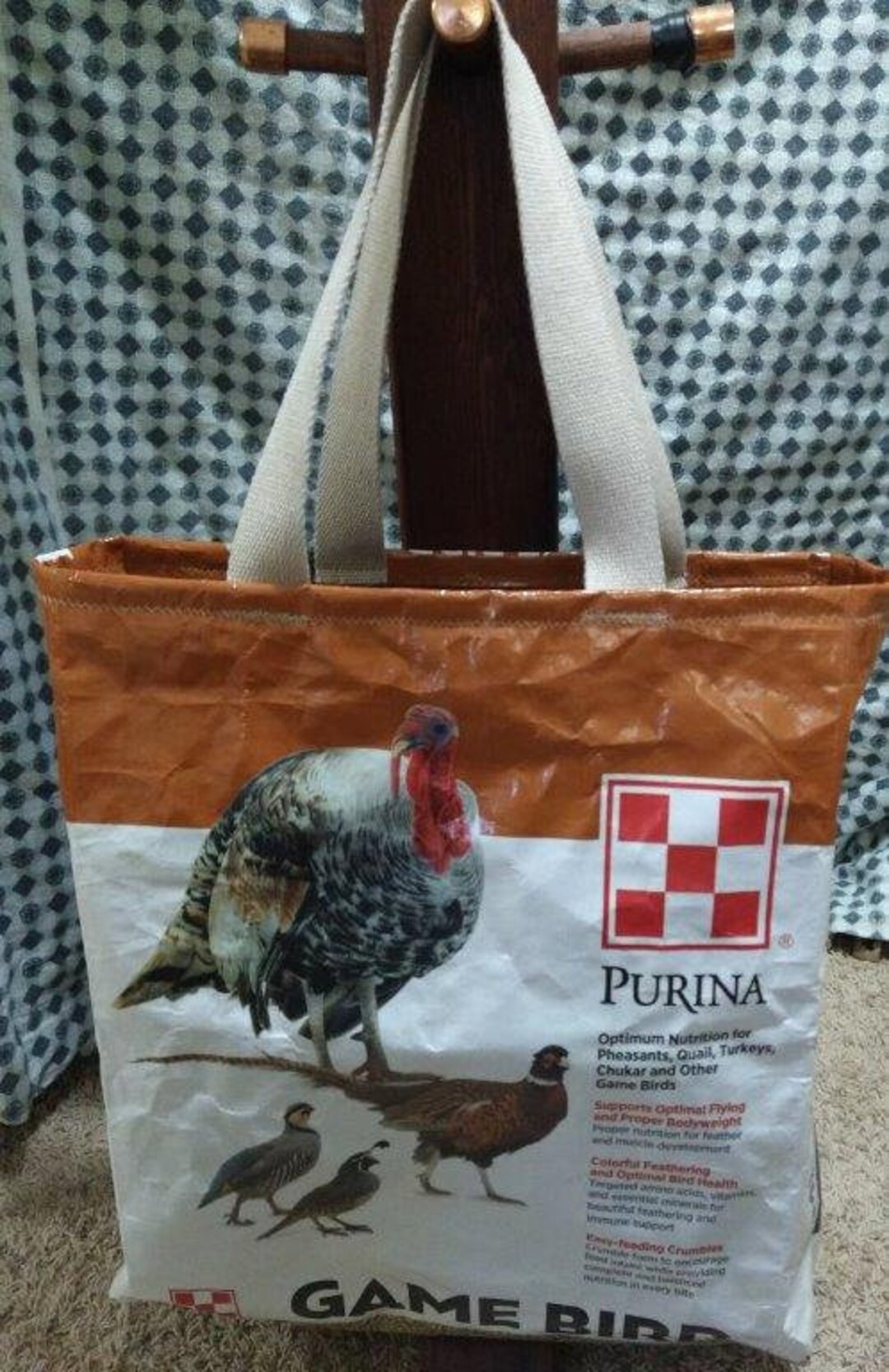 Game Bird Crumbles Lined Feed Bag Upcycled Great Tote Bag Woven Handles ...