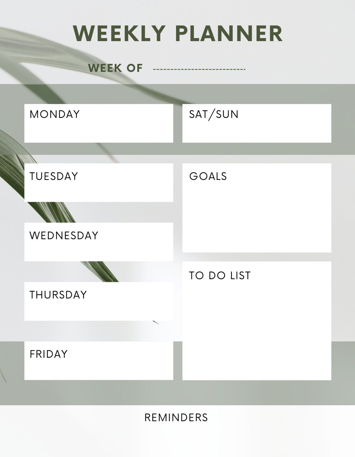 Weekly Planner Printable | Digital Weekly Planner | to Do List | Simple ...