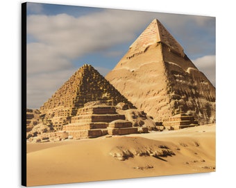 Sunset on the Nile at Giza Pyramids Ancient Egypt Egyptian Art Hand ...