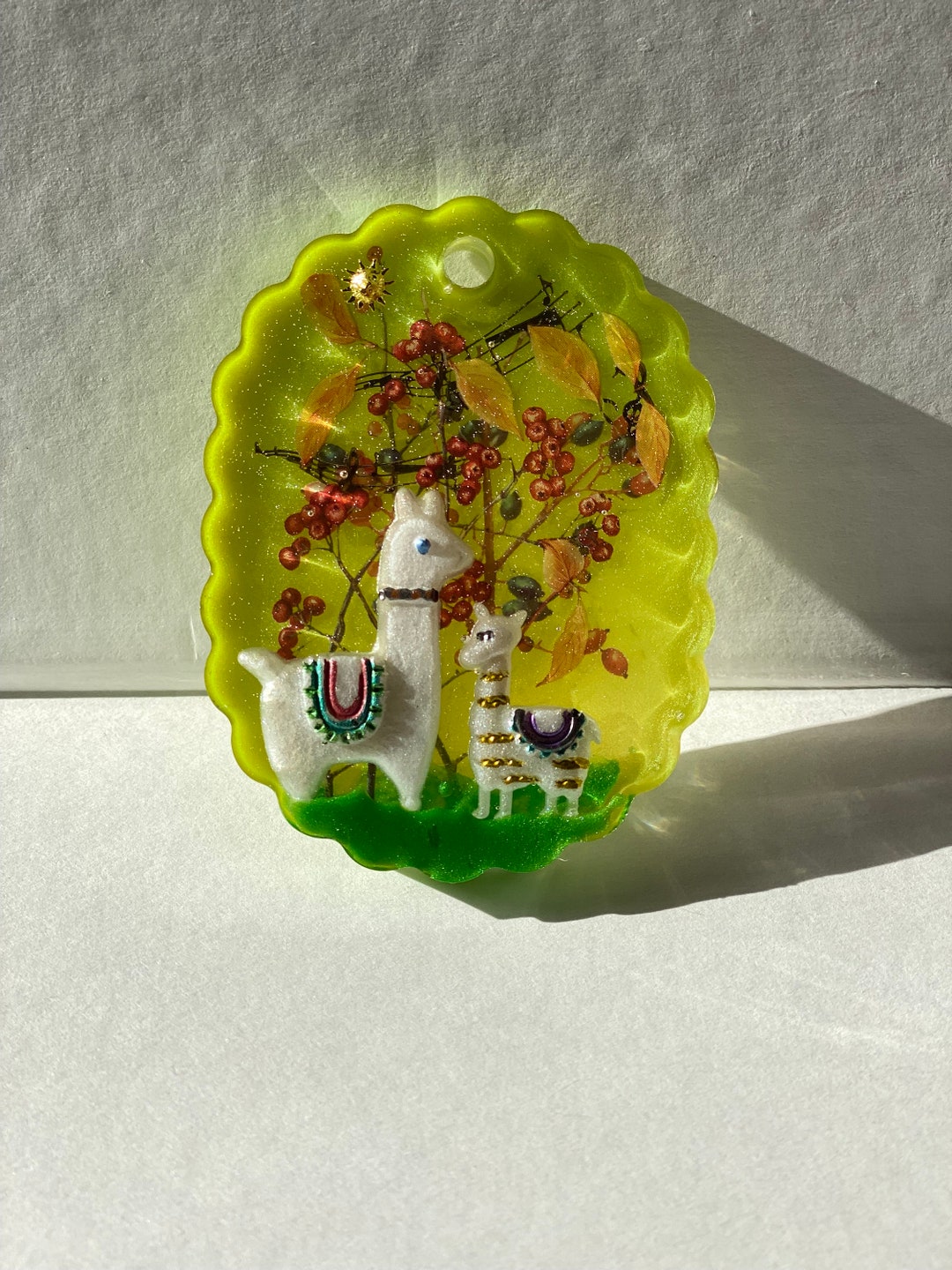 Artwork Featuring Two Alpacas, Keychain Charm, Christmas Decorations - Etsy
