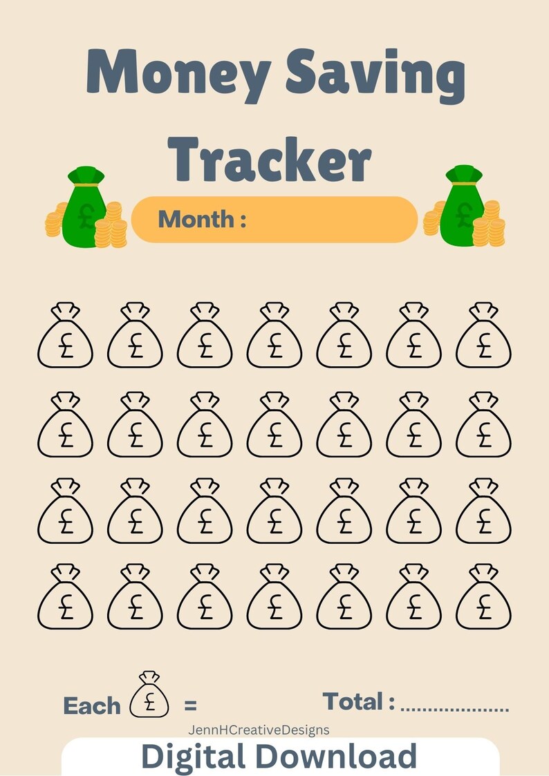 Pound Money Saving Printable Tracker, Money Saving, Cash Envelopes - Etsy