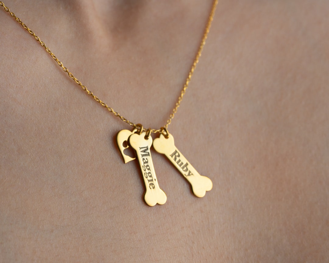 Personalized Dog Bone Name Necklace Dog Memorial Necklace Gift Necklace ...