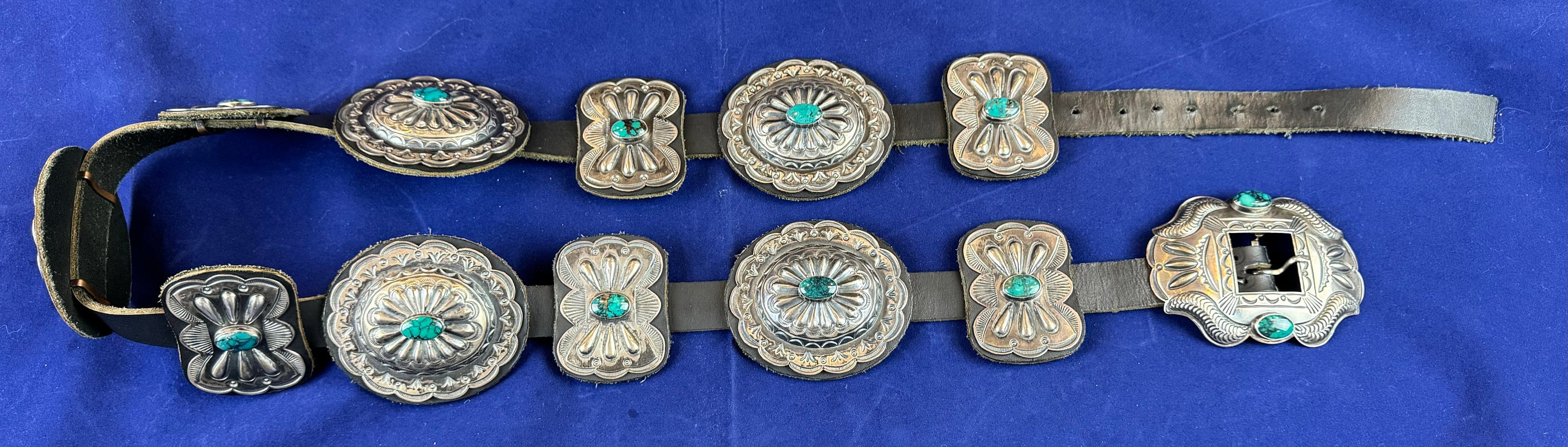 Navajo Concho Belt: Kirk Smith Sterling Silver, Kingman Turquoise - Etsy