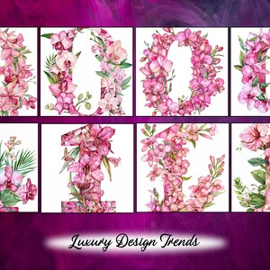 Pink Floral Numbers Clipart Set, Floral Prints, Printable Watercolor ...