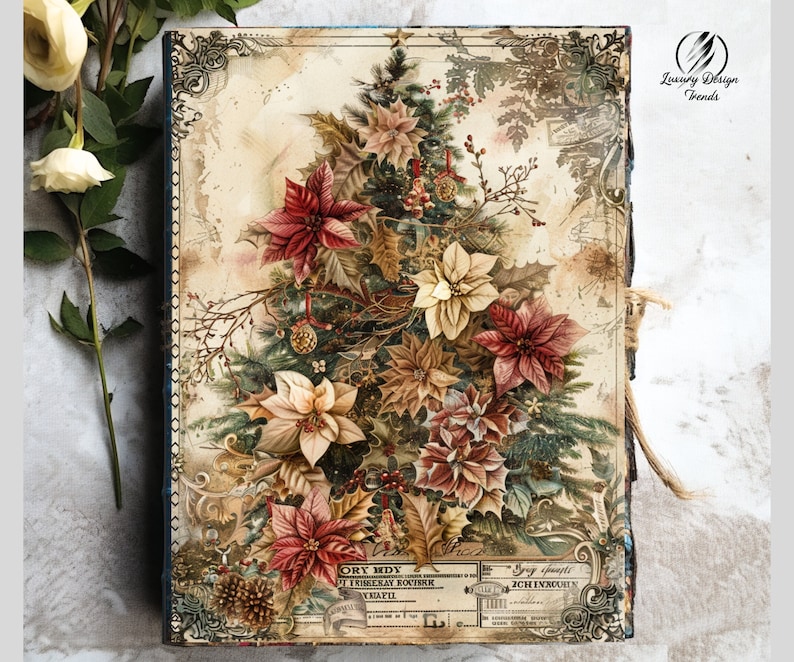 Vintage Christmas Printable Paper Bundle | Shabby Junk Journal Pages ...