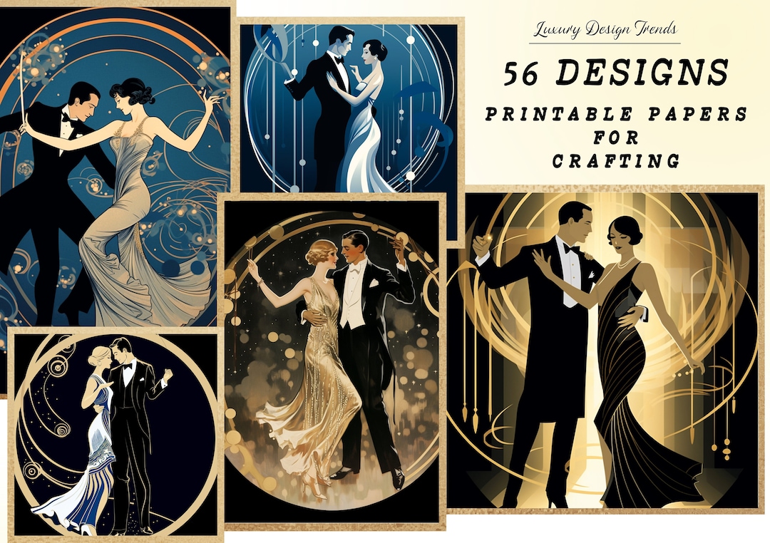 Vintage Chat Noir Gatsby Dance Journaling Papers | Printable Junk ...