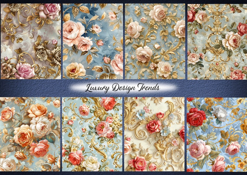 Vintage Baroque Roses Journaling Papers - Digital Prints for Junk ...
