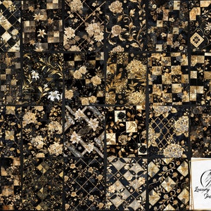 Black & Gold Digital Paper Bundle | Classic, Abstract Floral, Damask ...