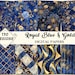 Printable Royal Blue & Gold Paper Bundle, Abstract, Asymmetric, Damask ...