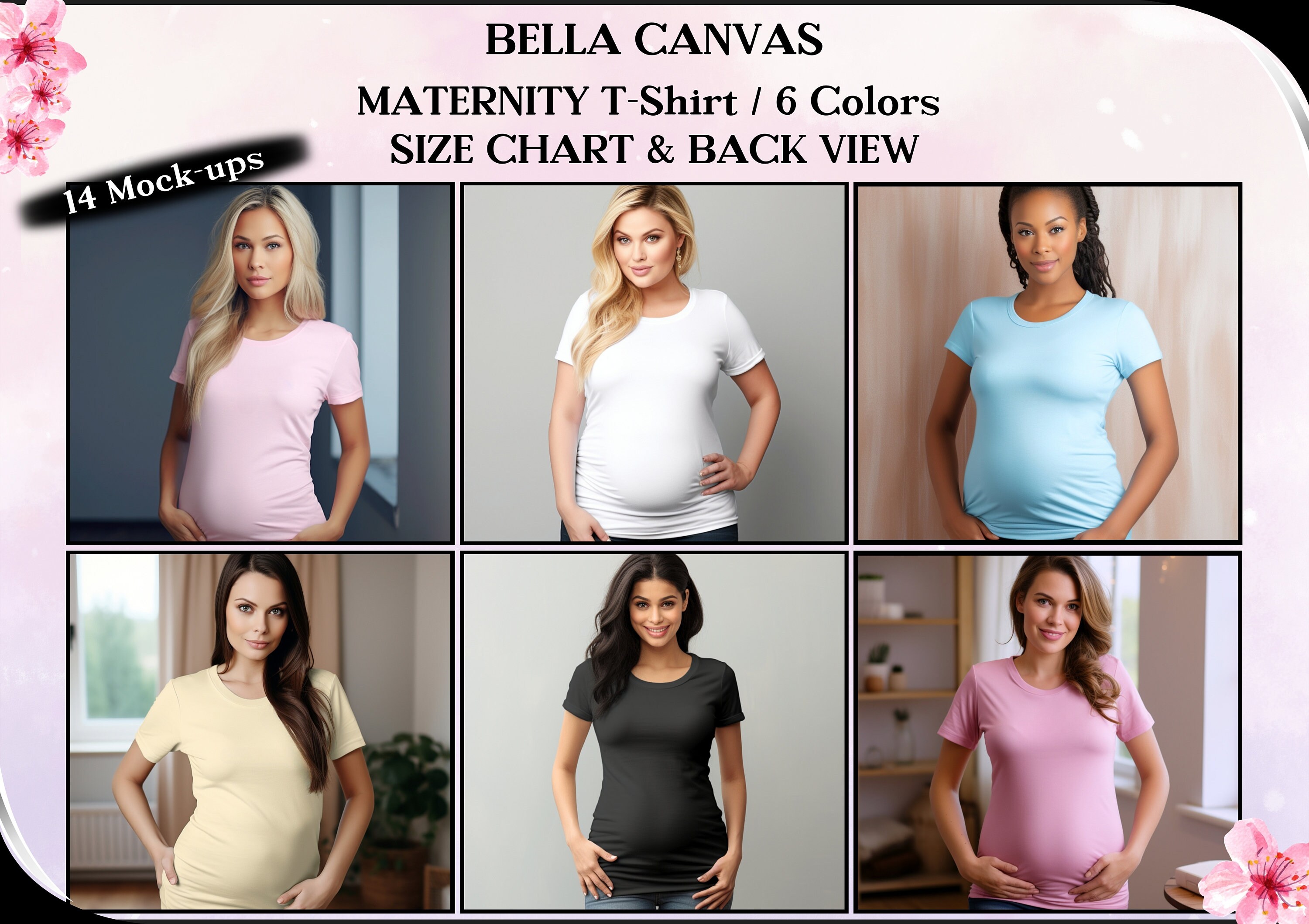 Maternity Mockup Bundle | Pregnancy Mockup | Bella Canvas 3001 Mockup ...