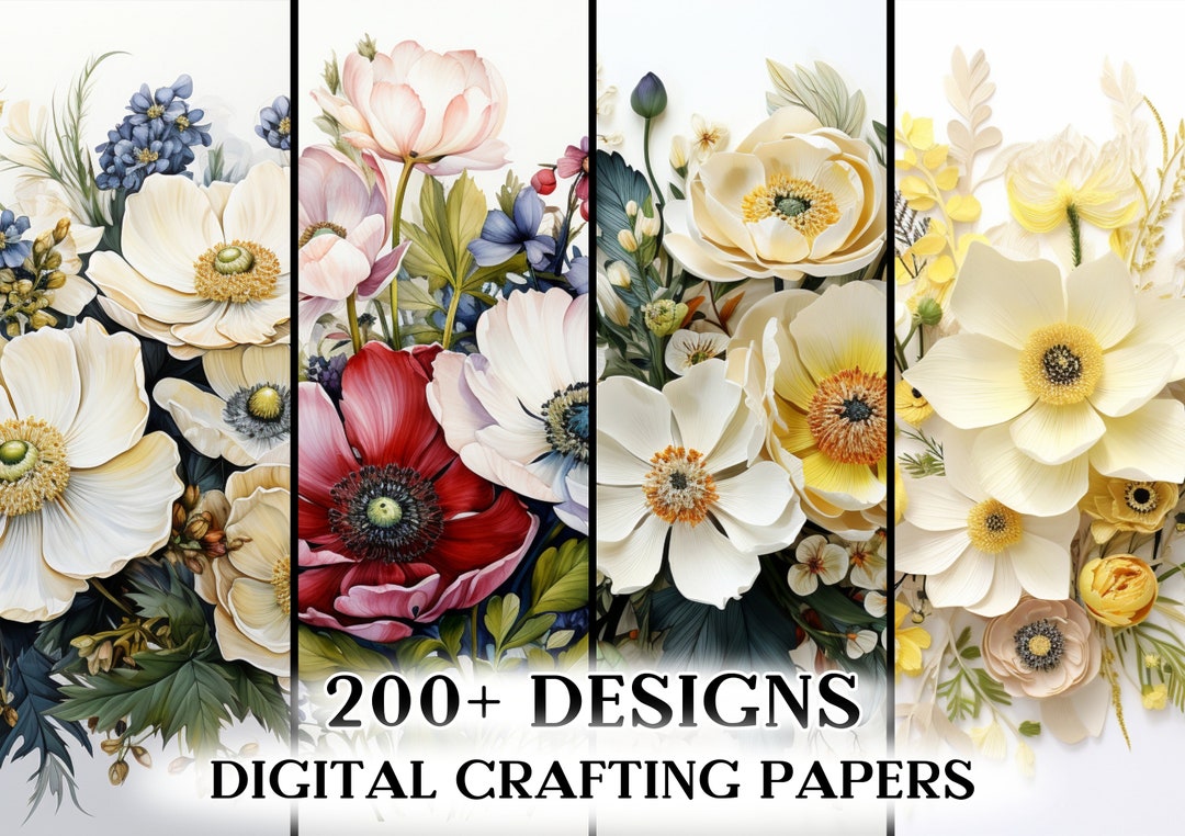 Boho Chic Floral Digital Paper Bundle, Vintage Bohemian Wedding ...