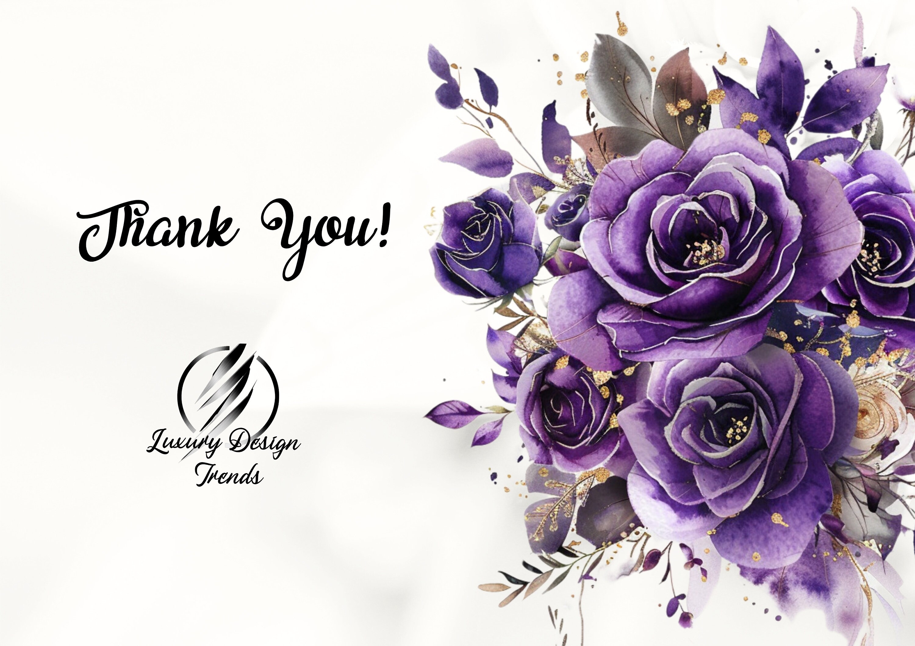 Violet & Gold Floral Clipart Floral Watercolor Clipart Purple Wedding ...