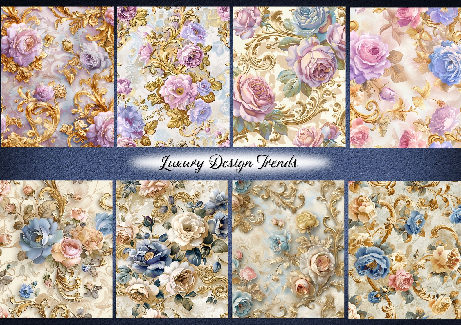 Vintage Baroque Roses Journaling Papers - Digital Prints for Junk ...