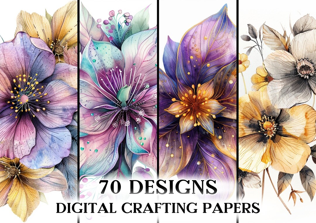 Boho Chic Floral Clipart, Fine Art Bohemian Wedding Scrapbook Paper ...
