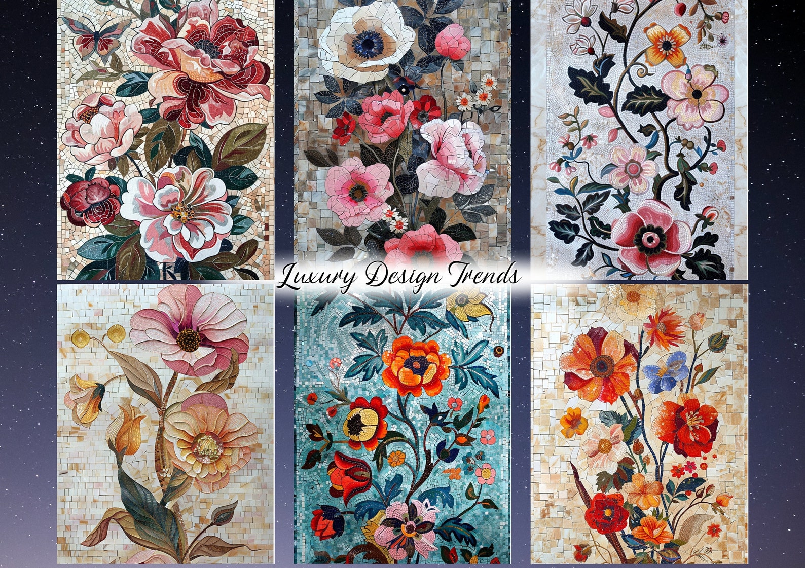 Byzantine Floral Mosaics Digital Paper Pack - Printable Crafts for Junk ...
