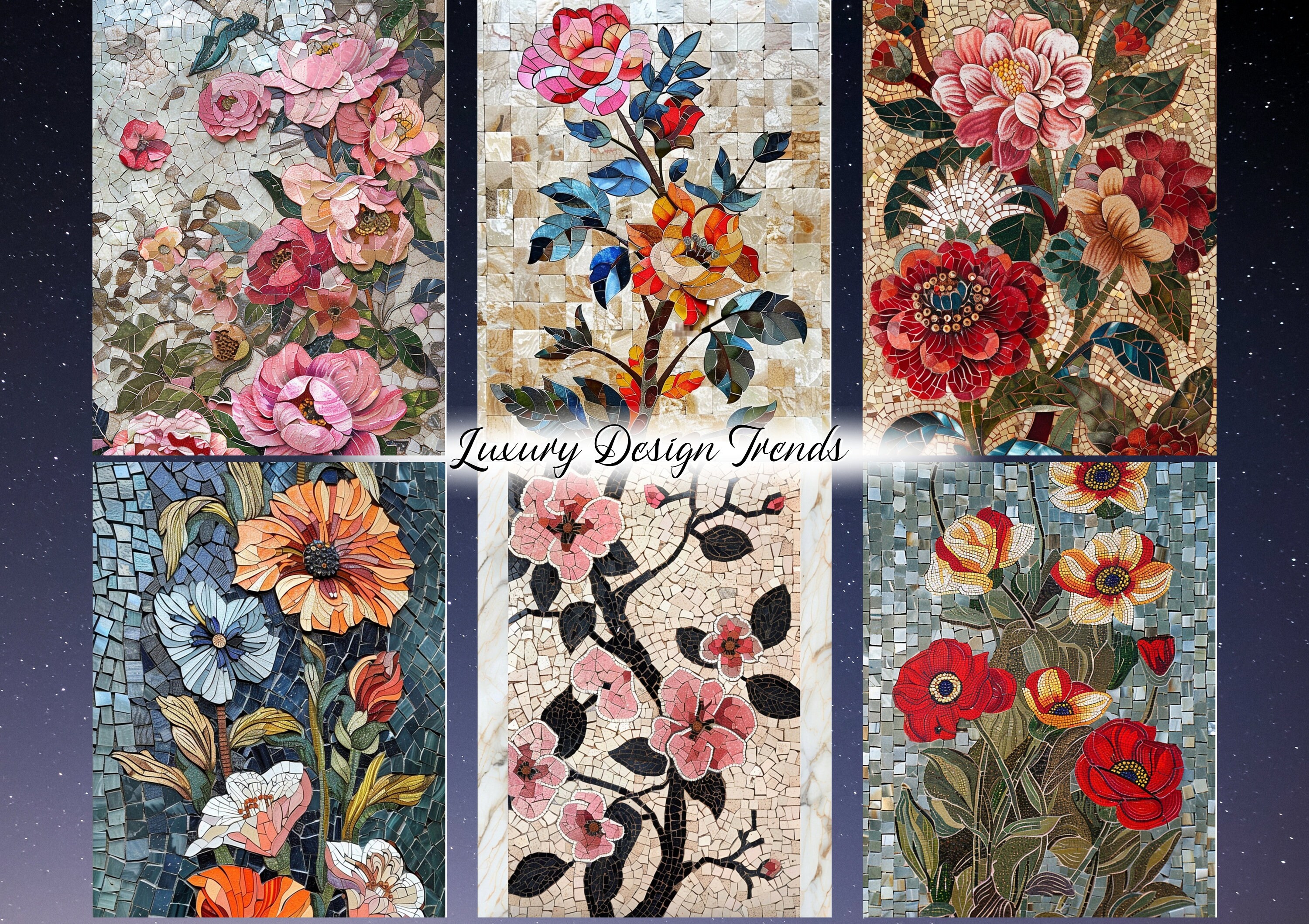 Byzantine Floral Mosaics Digital Paper Pack - Printable Crafts for Junk ...