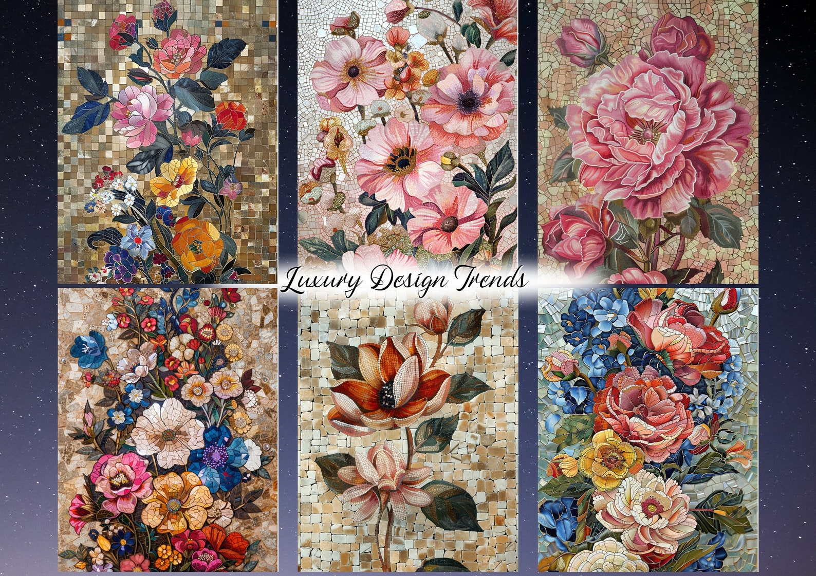 Byzantine Floral Mosaics Digital Paper Pack - Printable Crafts for Junk ...