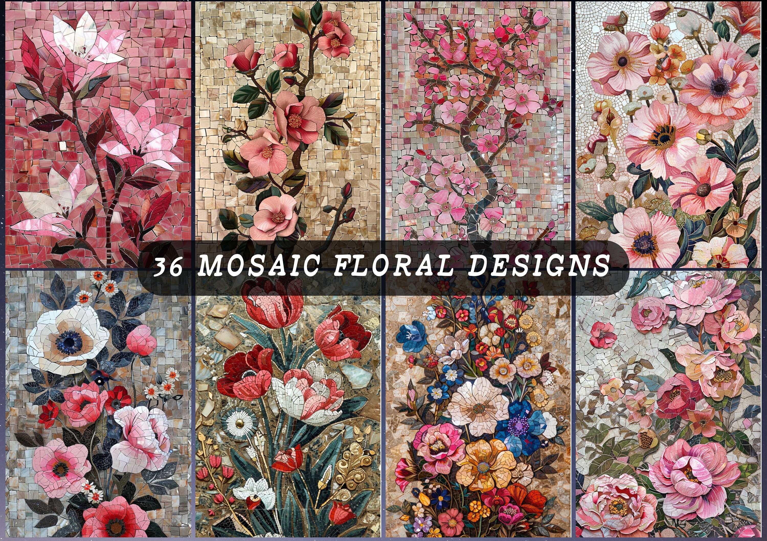 Byzantine Floral Mosaics Digital Paper Pack - Printable Crafts for Junk ...