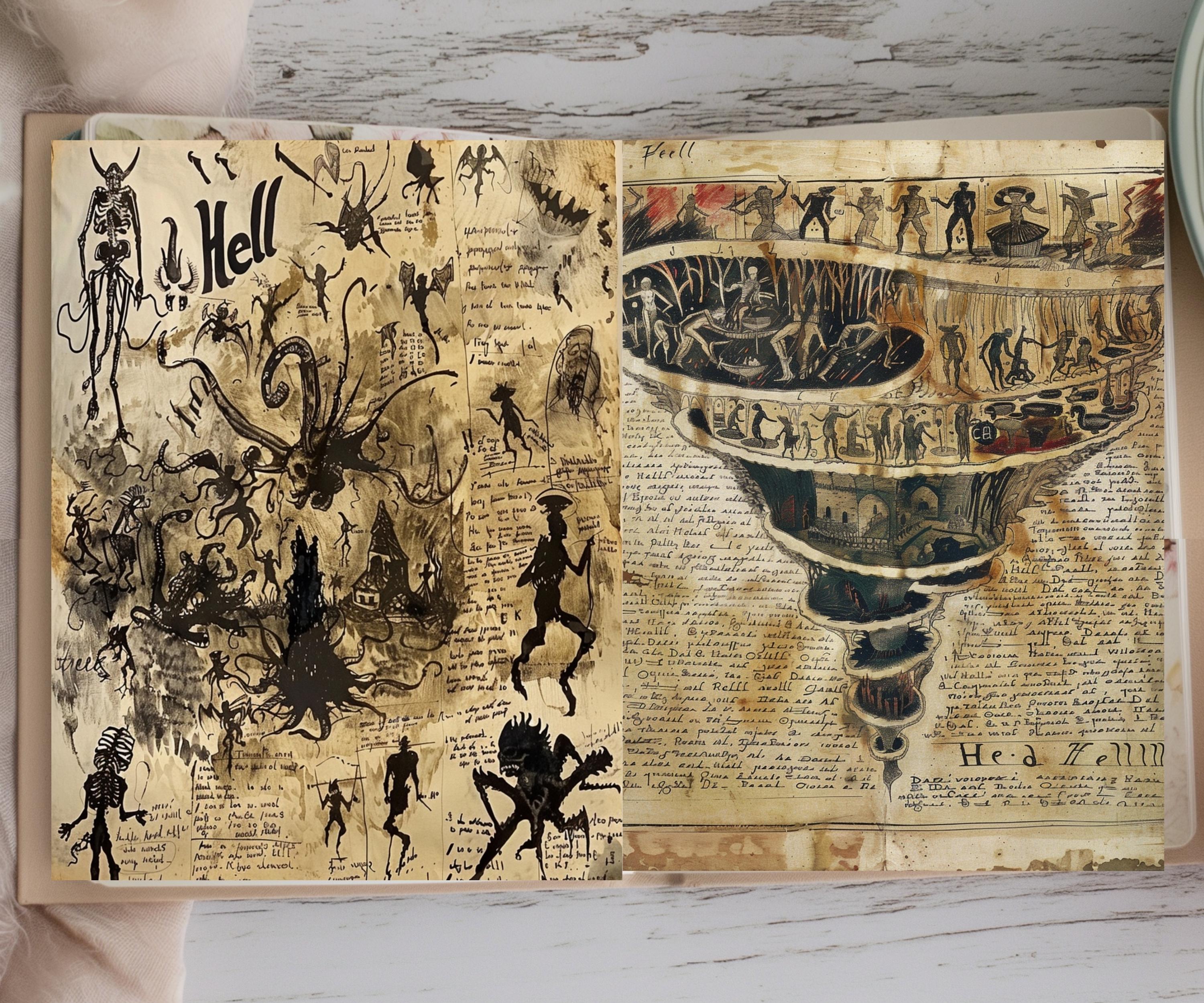 Angels & Demons Vintage Junk Journal Pages | Printable Halloween ...