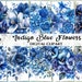 Indigo Blue Flowers PNG, Watercolor Blue Floral Clipart Bundle, Wedding ...