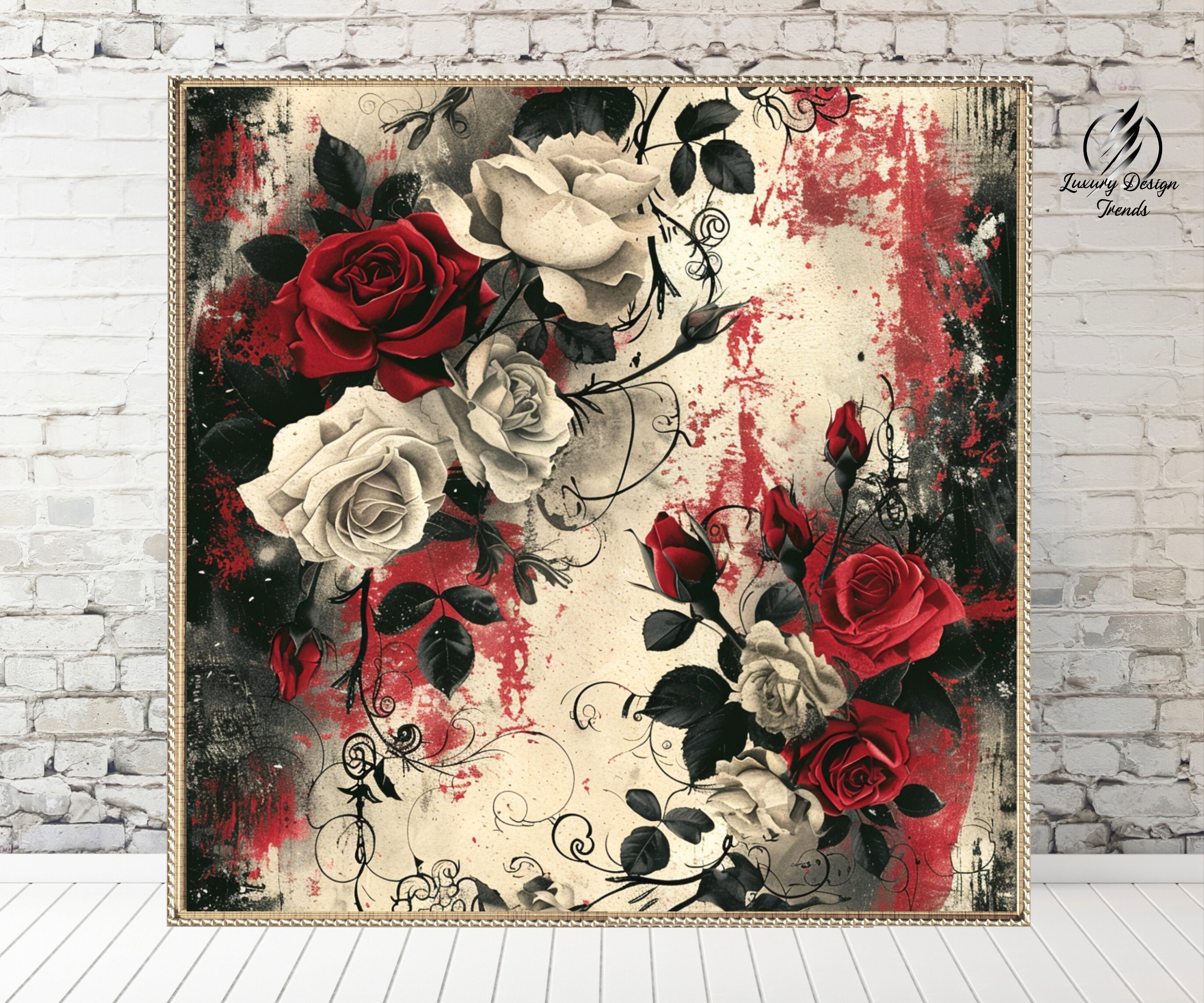 Romantic Goth Roses Digital Paper Bundle, Gothic Digital Pattern ...