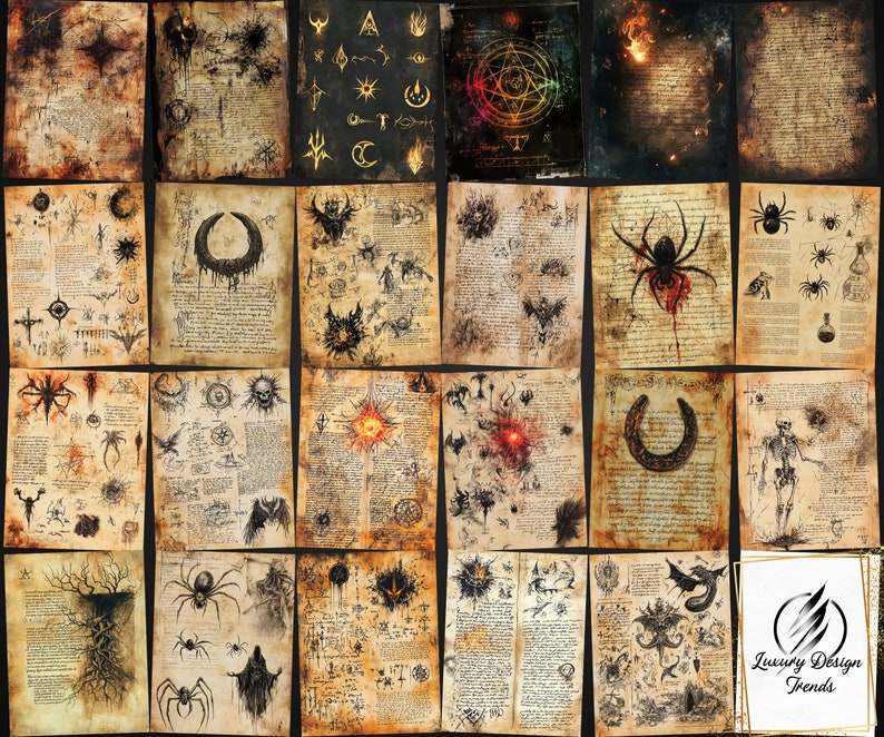 Halloween Witchcraft Journal Pages | Vintage Grimoire & Spellbook ...
