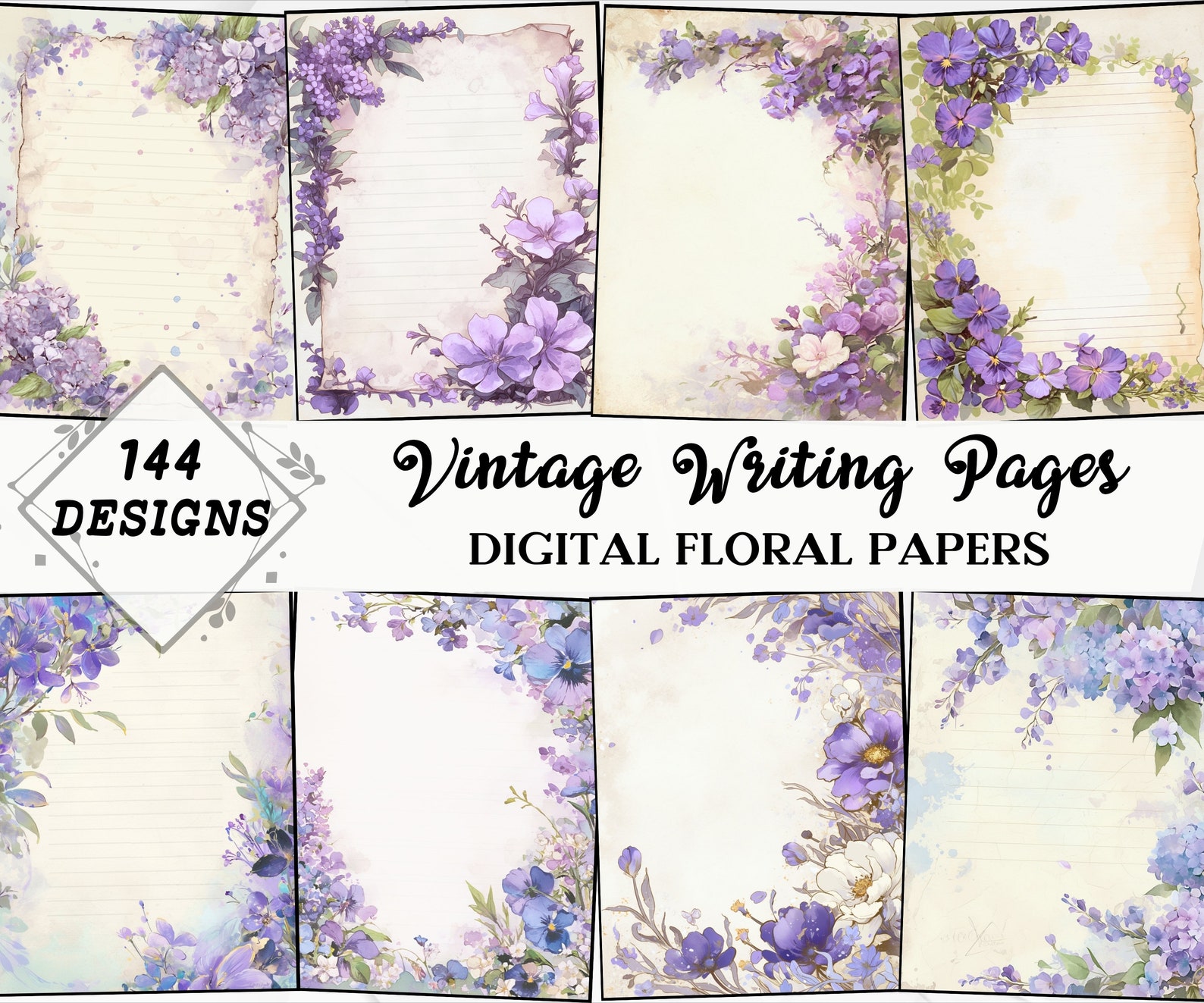Blank Lined Journal Pages Big Bundle - Romantic Basic Junk Journal Kit ...