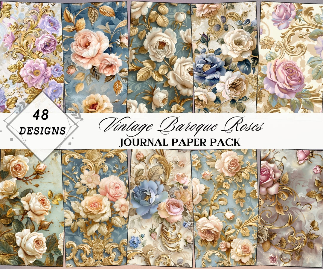 Vintage Baroque Roses Journaling Papers - Digital Prints for Junk ...