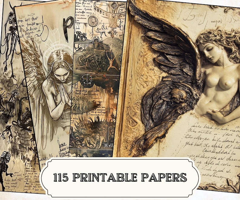Angels & Demons Vintage Junk Journal Pages | Printable Halloween ...