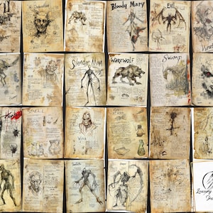 Halloween Vintage Monster Journal Pages | 70 Urban Legends and ...