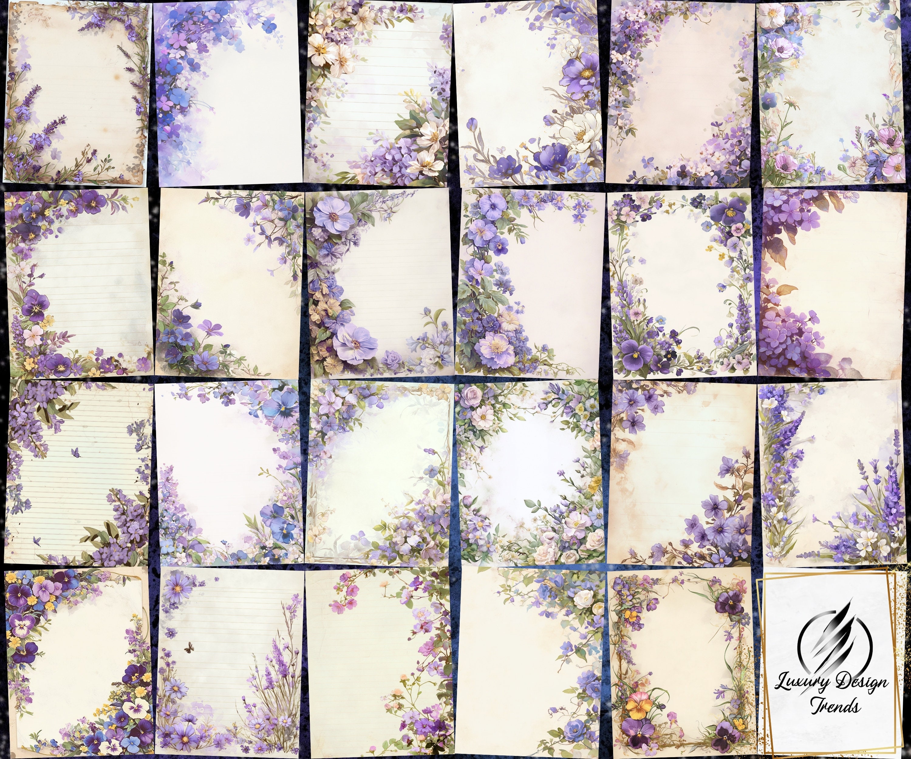 Blank Lined Journal Pages Big Bundle - Romantic Basic Junk Journal Kit ...