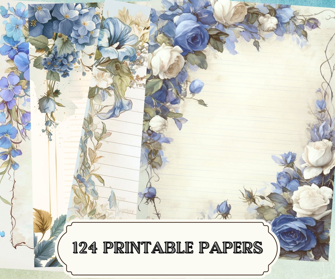 Blank Lined Blue Journal Pages Bundle - Junk Journal Kit - Basic ...