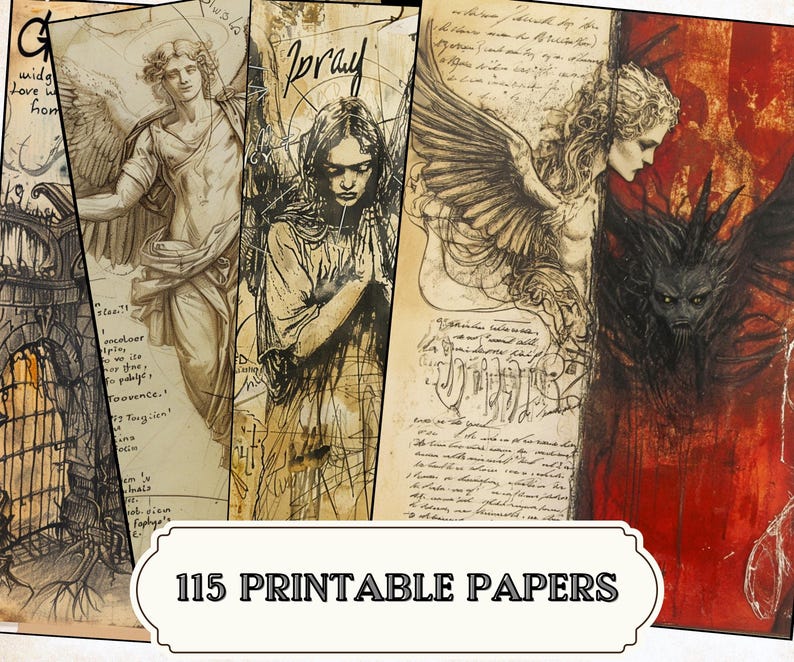 Angels & Demons Vintage Junk Journal Pages | Printable Halloween ...