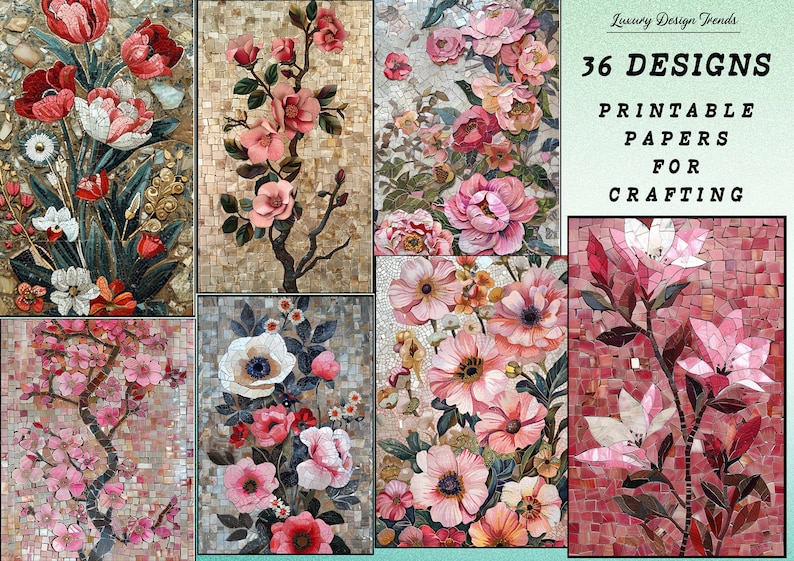 Byzantine Floral Mosaics Digital Paper Pack - Printable Crafts for Junk ...