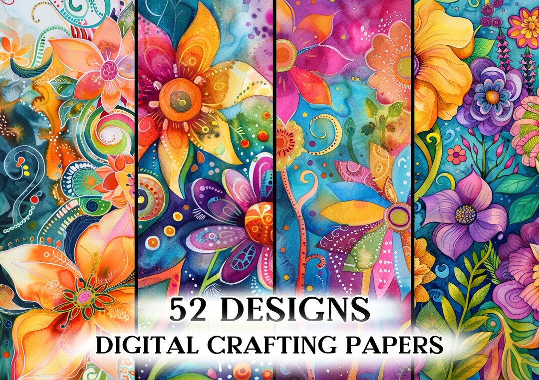Flowers Digital Paper | Commercial Use | Watercolor Flower Backgrounds ...