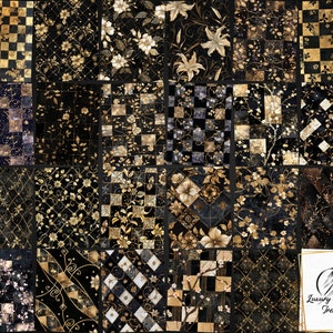 Black & Gold Digital Paper Bundle | Classic, Abstract Floral, Damask ...