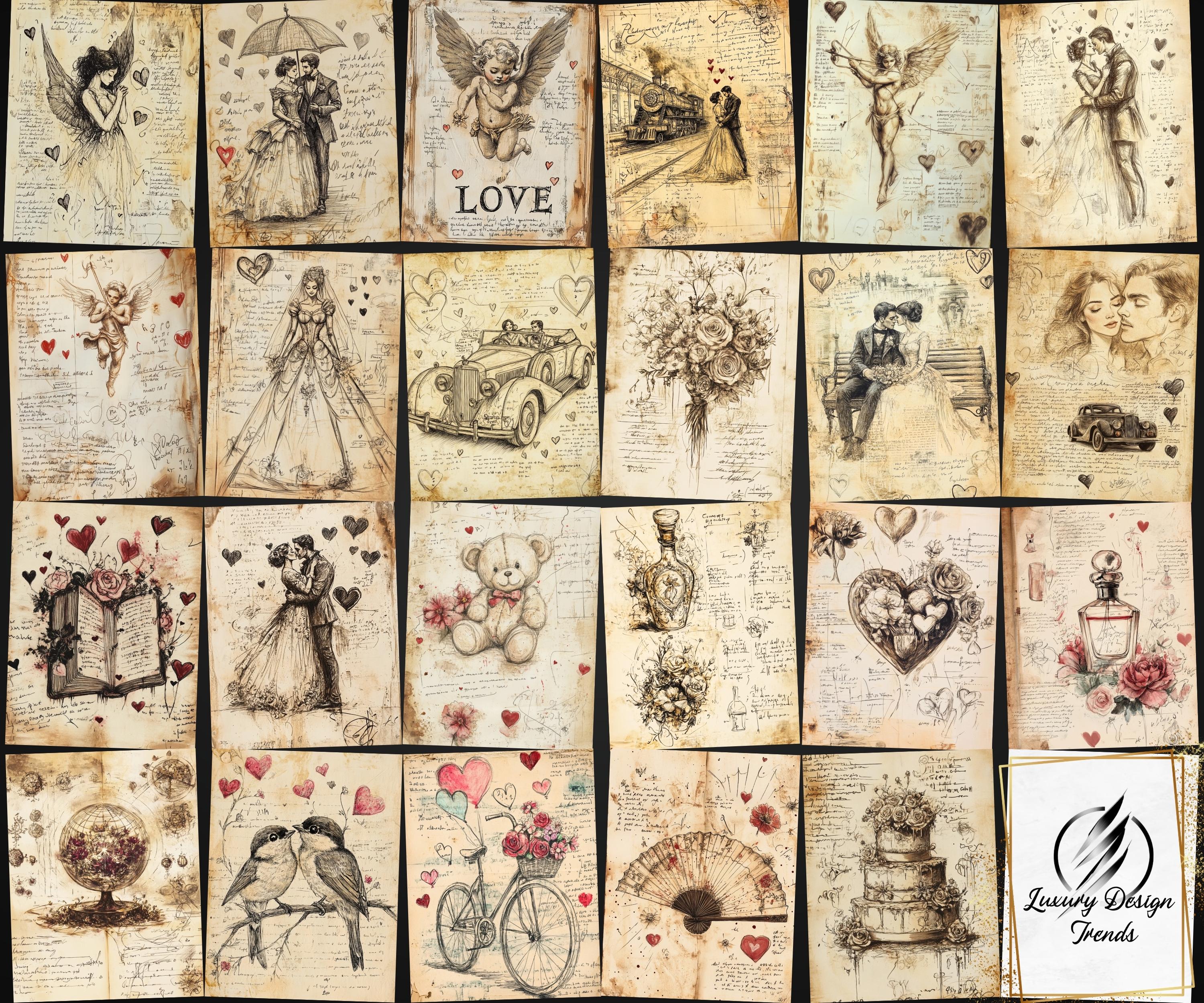 Vintage Valentine’s Day Love Journal Pages | Romantic Printable Sheets ...