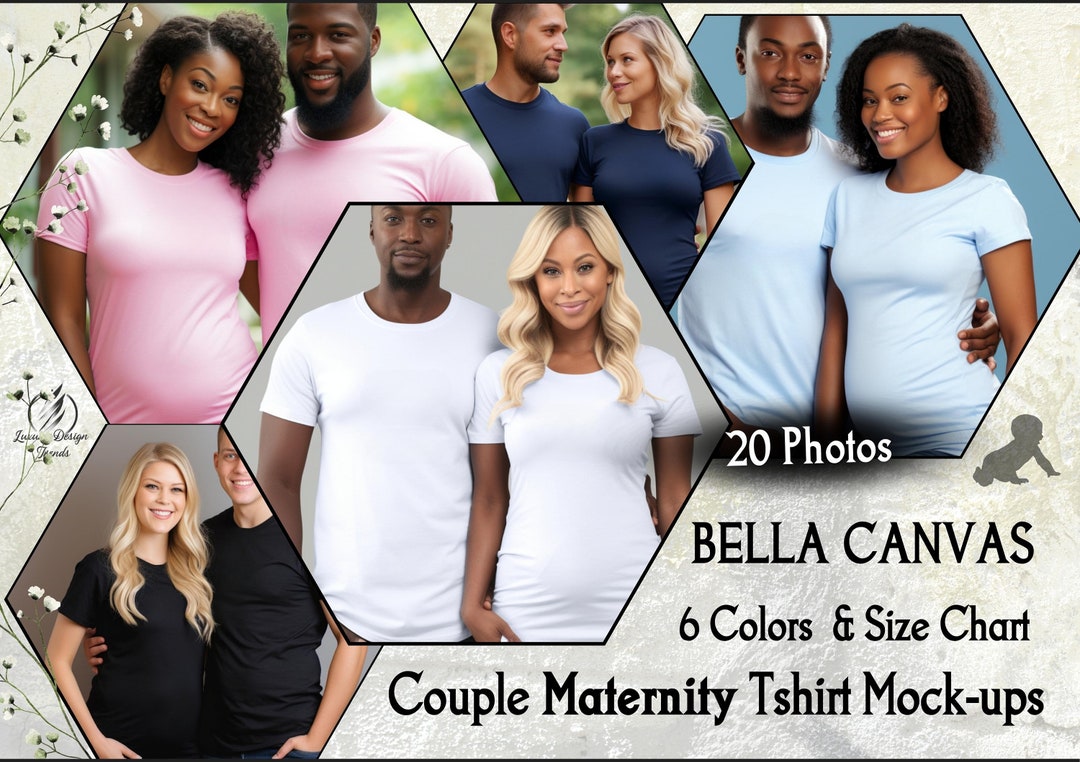 Maternity Couple Mockup Bundle | Pregnancy Mockup | Bella Canvas 3001 ...