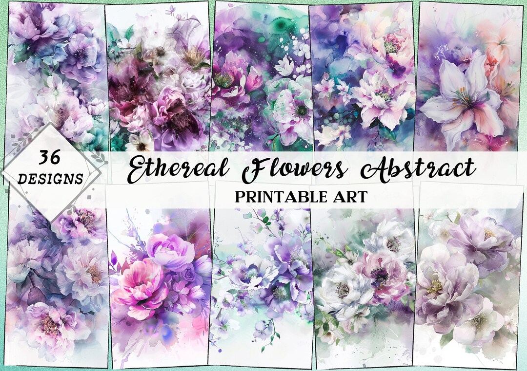 Ethereal Flowers Abstract Printable Crafts Digital Paper Prints for ...