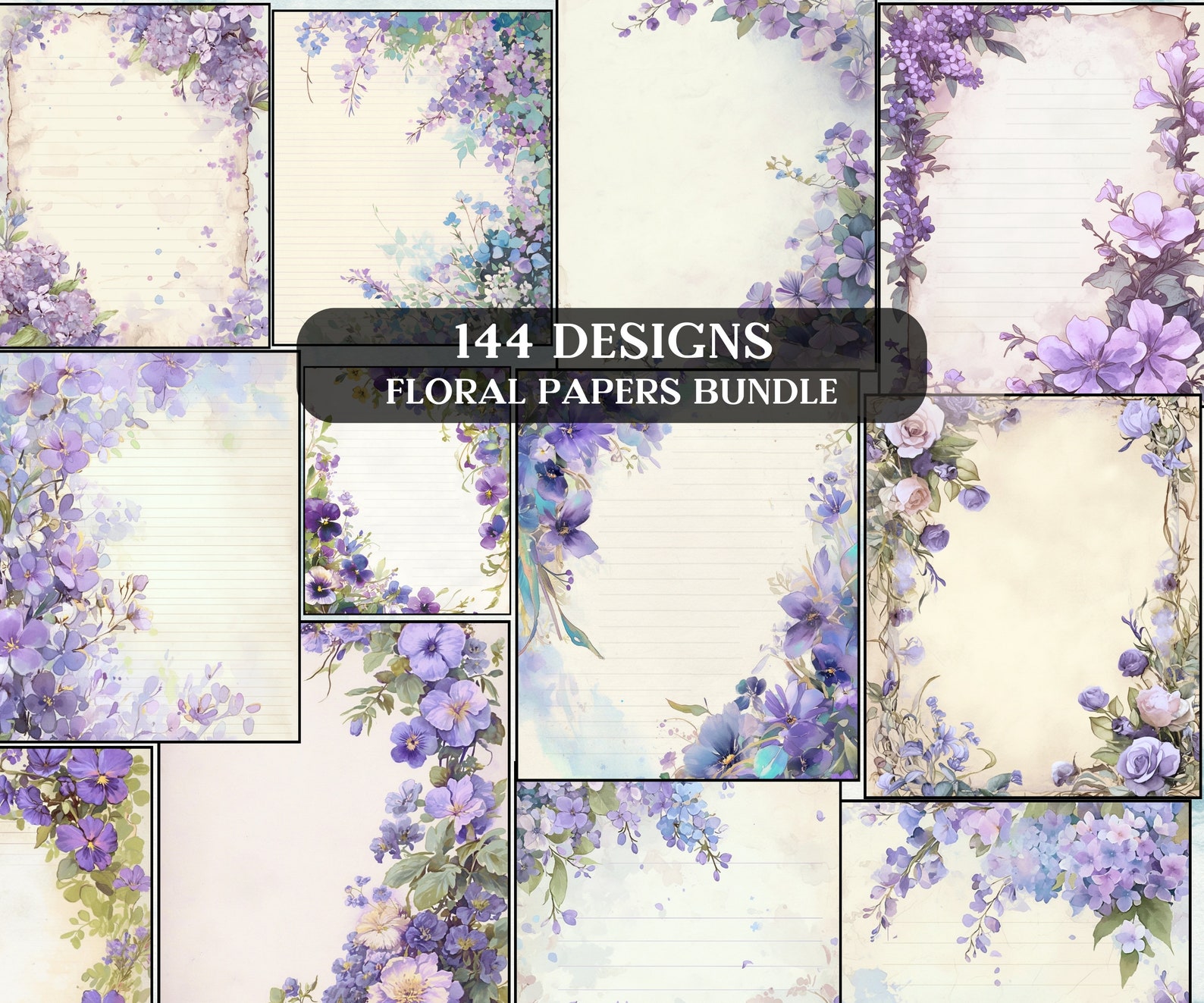 Blank Lined Journal Pages Big Bundle - Romantic Basic Junk Journal Kit ...