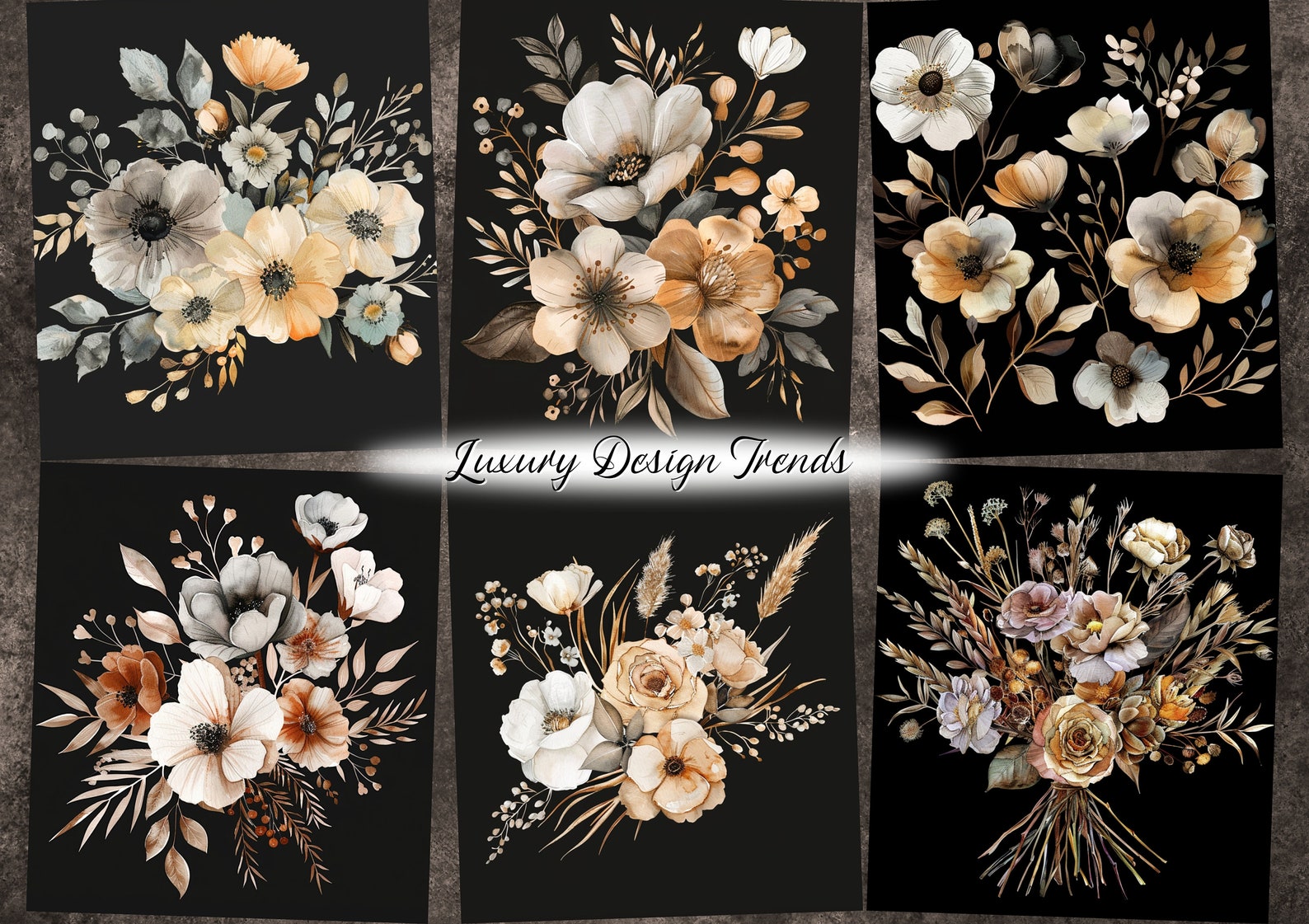Boho Floral Digital Paper, Abstract Bohemian Wedding Scrapbook Paper ...